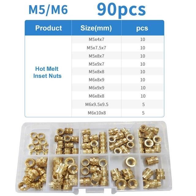 ECROU,M5 M6--Kit'assortiment'écrous'injection moletés, fonte chaude ...