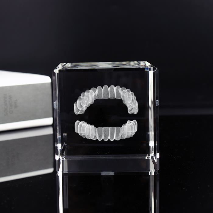 STATUETTE,teeth--Cube Laser en cristal 3D, Design humain, origans ...