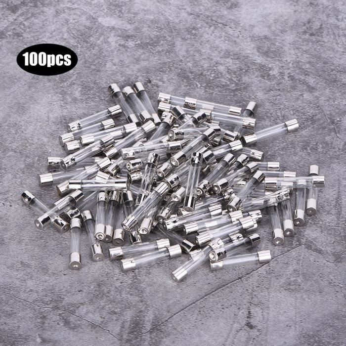 Zerone Fusible en verre 100pcs 250V tube de verre fusible accessoire de fusible rapide pour la ...