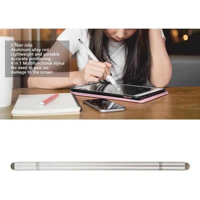 Stylet, 2 Pointes en Fibre 4 en 1 Stylet Capacitif Multifonctionnel ...