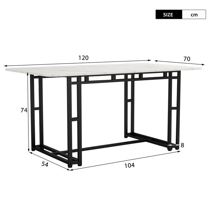 Table à manger noir 120x70x74 cm, Table de salle à manger rectangulaire ...