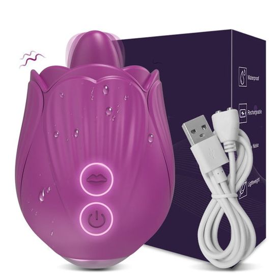 Jouet Rose avec vibrateur de langue pour femmes, léchage de mamelon Oral, stimulateur de ...