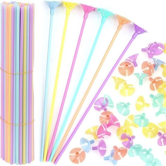 50 Pièces Tiges De Support À Ballon - [n25301] - Multicolore ...