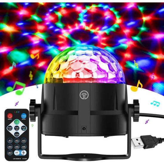 Boule Disco - Commande Vocale - 360° Rotative - 7 Couleurs RGB - 3 ...