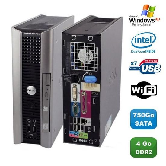 Ultra Mini Pc DELL Optiplex 755 Usff Dual core E2160 4Go DDR2 750Go ...