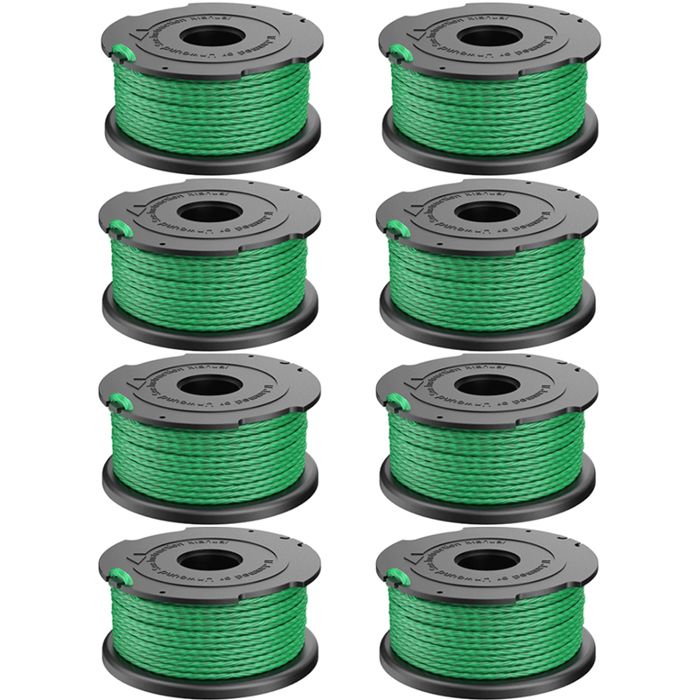 Lot de 8 bobines de fil vert pour débroussailleuse Black & Decker GL7033 GL8033 GL9035 A6482 ...