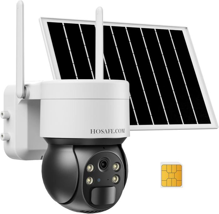 4G LTE Caméra Surveillance Extérieur Solaire Sans Fil, 2K HD 4G Batterie Camera Avec Carte Sim ...