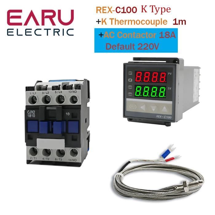 Thermostat d'ambiance,Thermostat numérique PID REX-C100 + Max 40A SSR ...