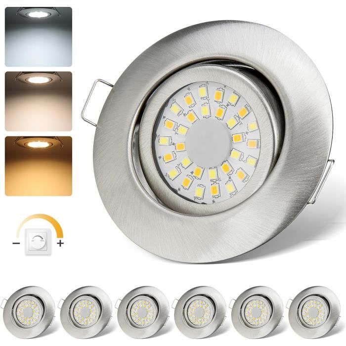 Spot Encastrable LED mable,6W Spot LED Extra Plat de Plafond 3000K ...