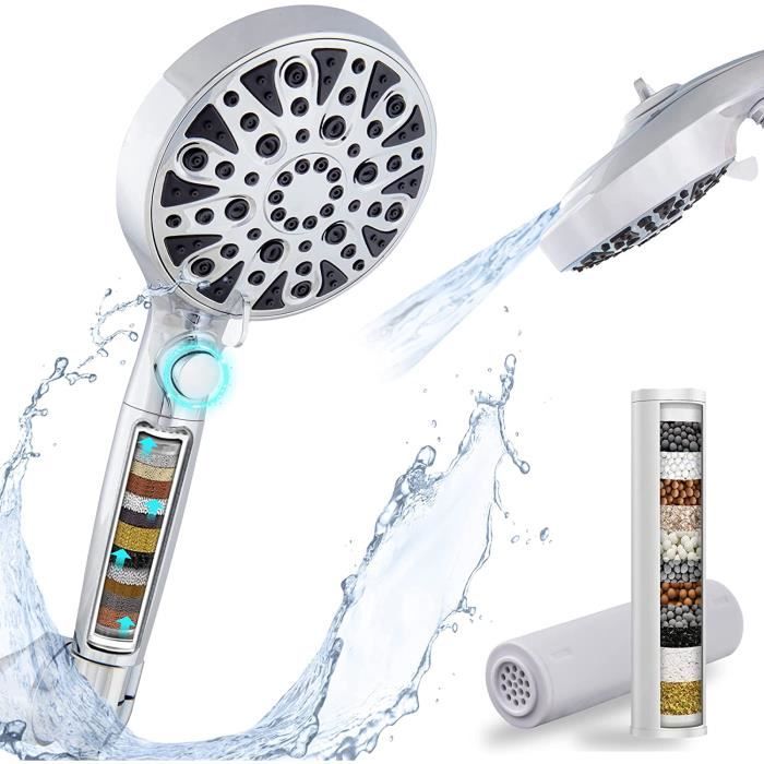 Pommeau De Douche Avec Filtre Anti Bactérien, Réduction Calcaire, Adoucisseur Et Economie D'Eau ...
