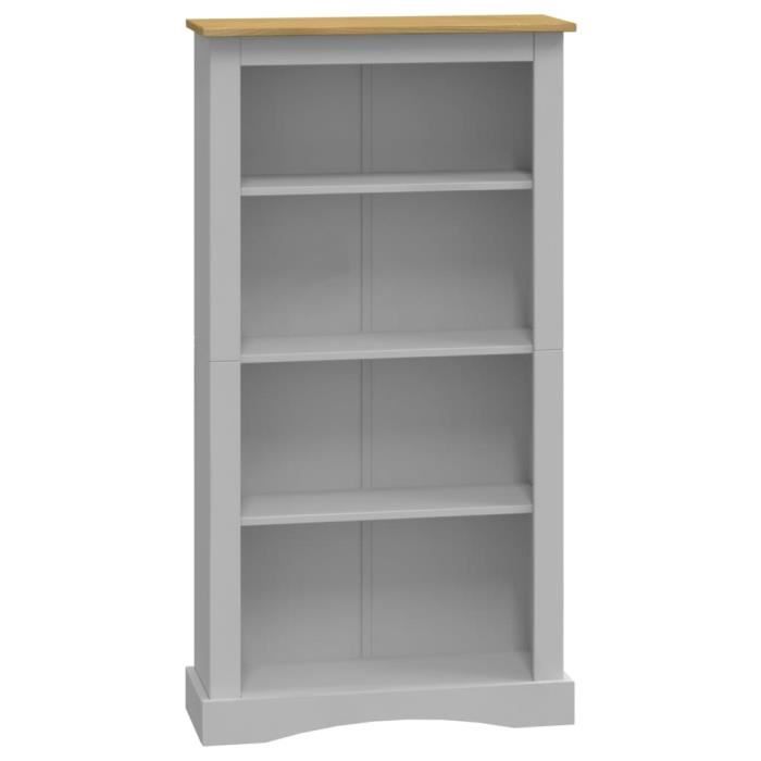 YINGMSHOP Bibliothèque 4 niveaux Corona Pin mexicain Gris 81x29x150 cm ...