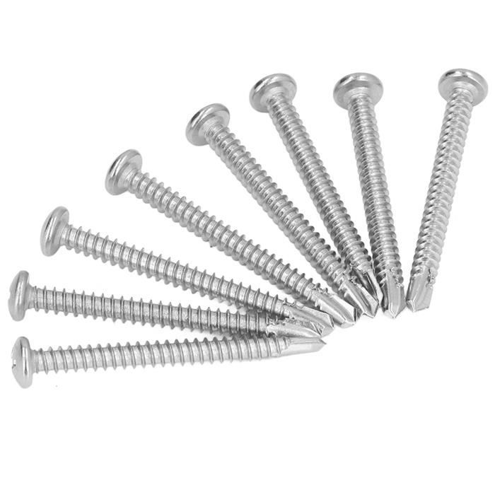 HURRISE Kit d'assortiment de vis autoperceuses 50 pièces vis auto-perceuse tête ronde 410 ...