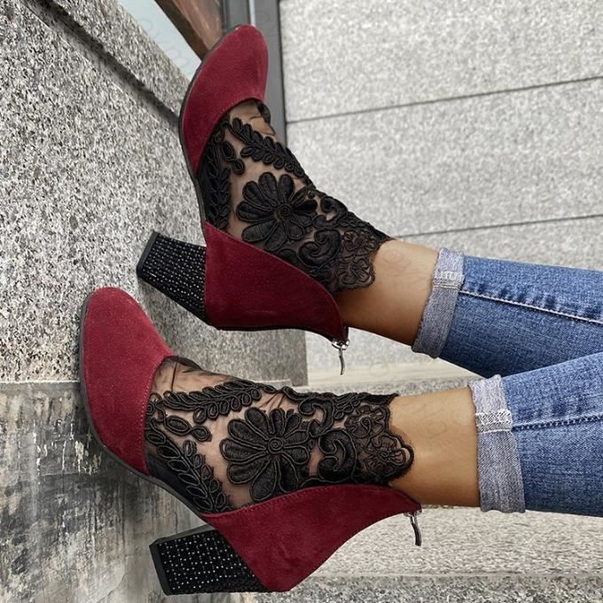 Sandales à talons hauts en dentelle pour femmes, sandales ajourées ...