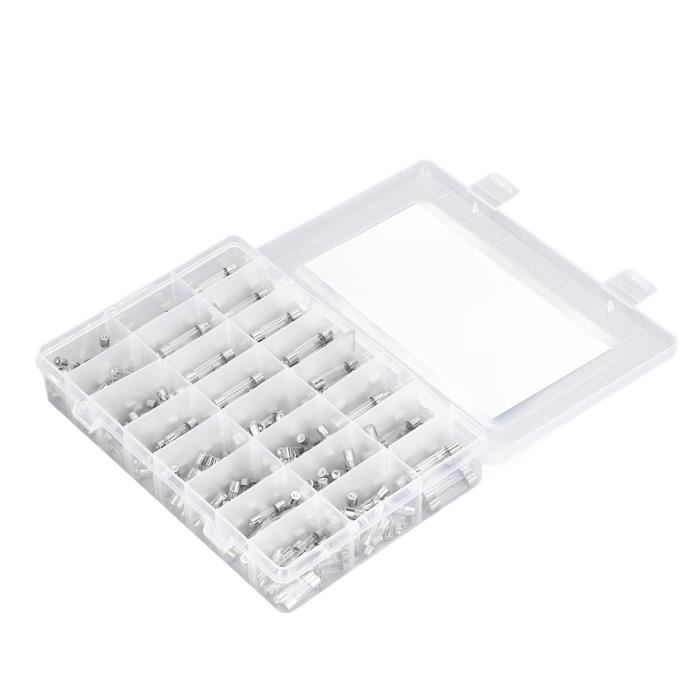 Mxzzand Tube fusible en verre Lot de 360 tubes fusibles en verre 0,25 A‑20 A 24 types 6 x 30 mm ...