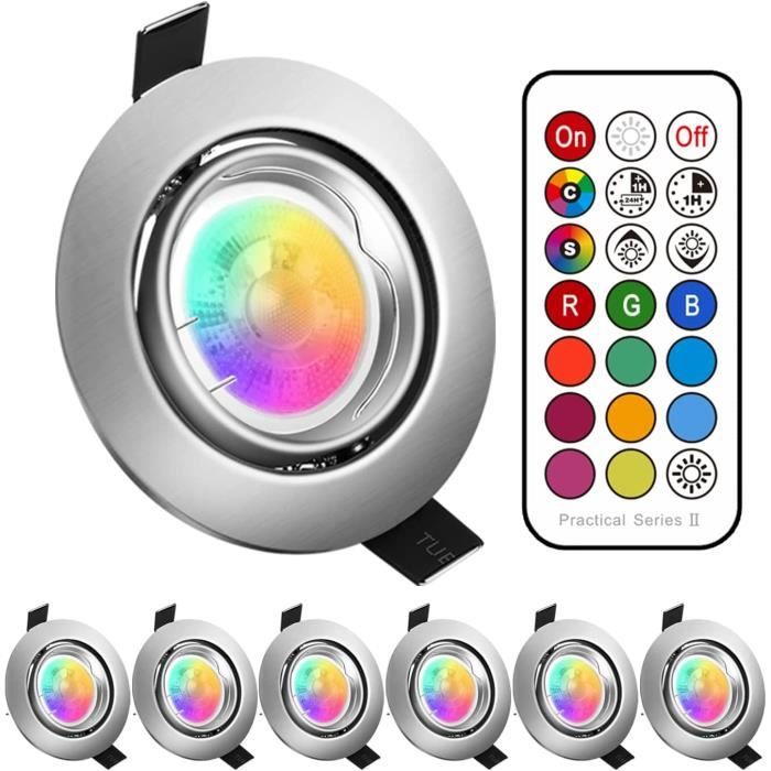Spot LED Encastrable Orientable RGB Couleur Changement Spots LED ...