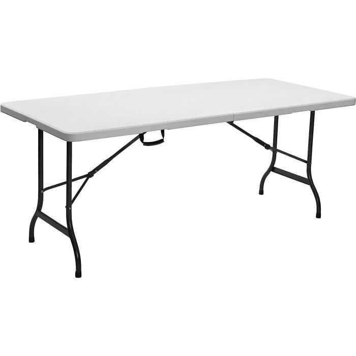 NOVECRAFTO Table Pliante Blanche avec Surface Table Pliante 180 Cm ...