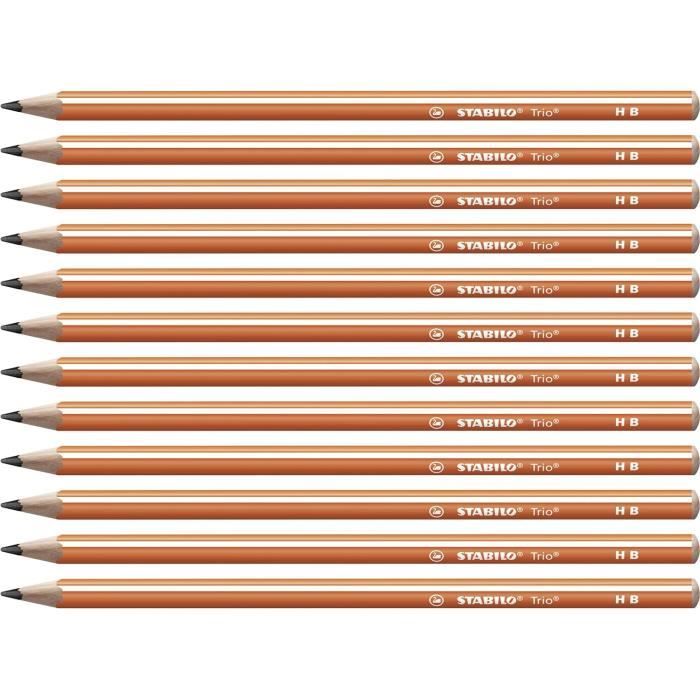 Crayon Graphite Hb - Trio - Lot De 12 Crayons Triangulaires Hb - Orange ...