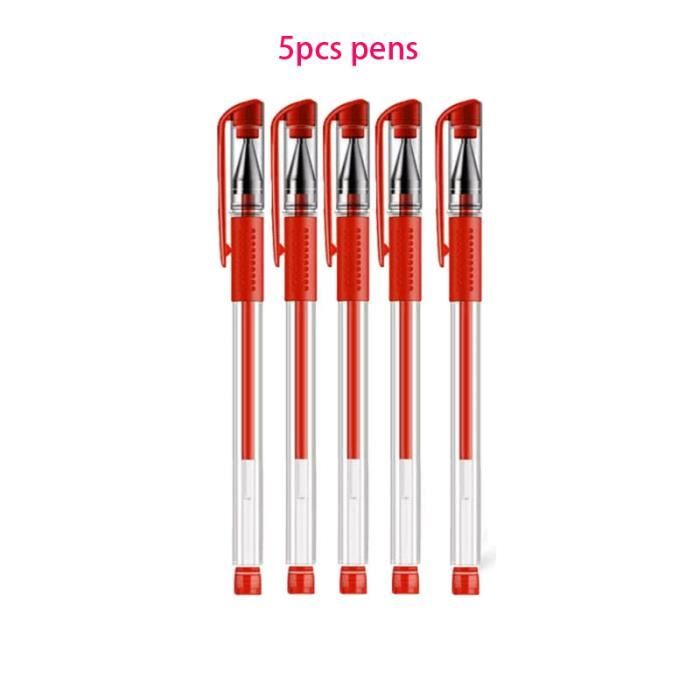 STYLO - PARURE DE STYLO,5pcs red pen O--Stylo liquide lisse à séchage ...