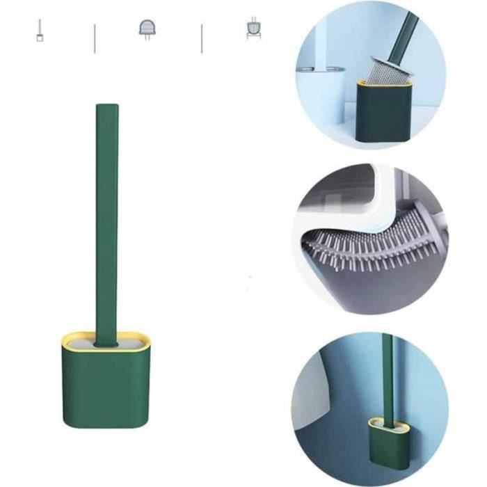 TPR Brosses de toilette Brosse WC en silicone flexible avec support pour WC poignée ...