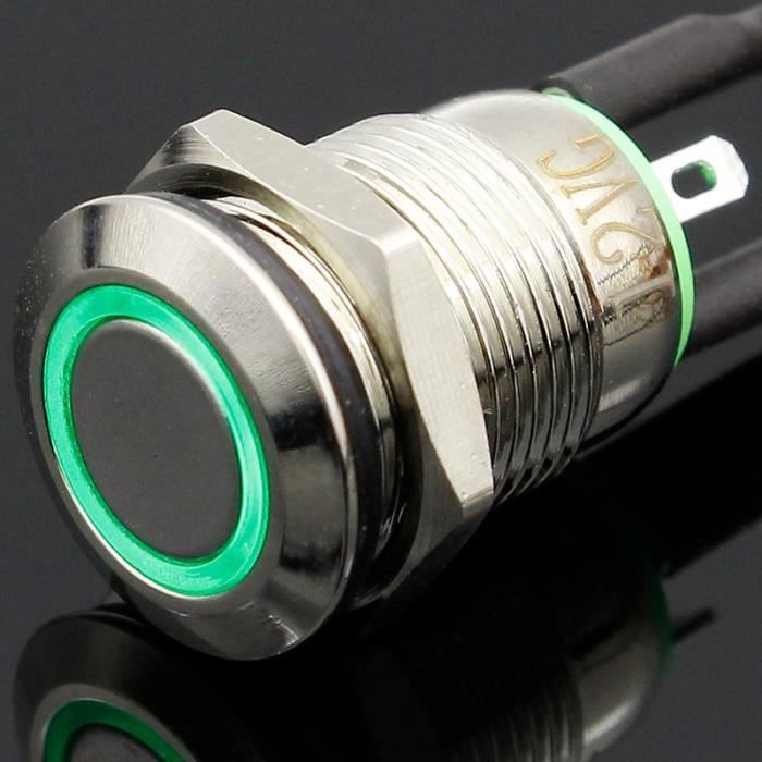 Green-12v -Bouton poussoir momentané en métal,bouton de ...