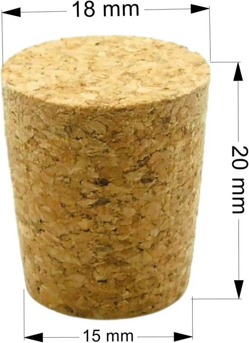 10 x Petit Bouchon en Liège 18/15mm - h:20mm – Bouchon pour Bouteilles ...