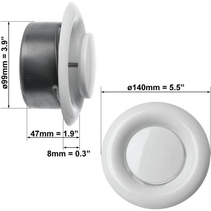 Ø 100mm Diffuseur d'aspiration Valve à Disque Réglable Grille de ...