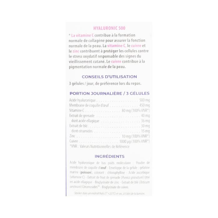 Pharm Nature Micronutrition Hyaluronic 500 81 gélules - Cdiscount Santé ...