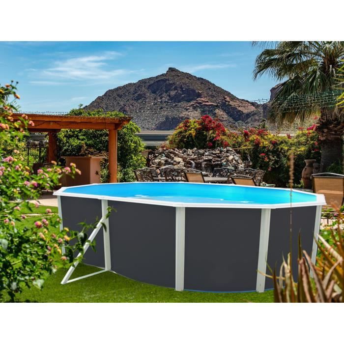 TOI Piscine hors sol ovale Prestigio - 550 x 366 x 120 cm - Gris ...