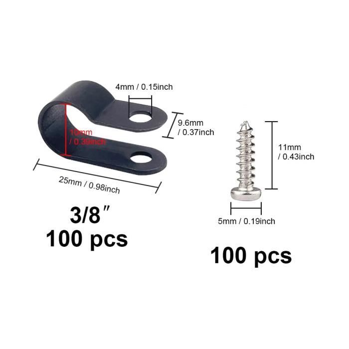 100 Pièces 10Mm Colliers De Serrage En Nylon Et Plastique De Type R,Fixation Par Vis En Nylon ...