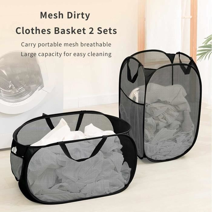 Lot De 2 Paniers À Linge Pliables,Pop Up Laundry Basket Hamper,En ...