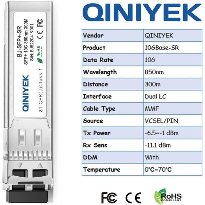 LIWI-Émetteur-récepteur SFP 10GBase-SR, Module LC SFP+ multimode 10G ...