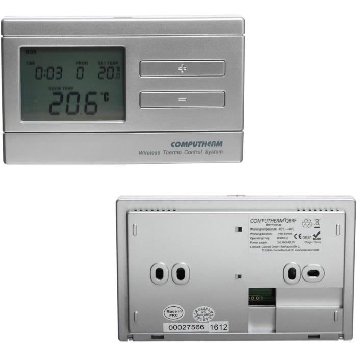 Q8Rf Multizone : 2 X Thermostats Programmables Mobiles À Affichage Digital, 1 X Récepteur, Pour ...