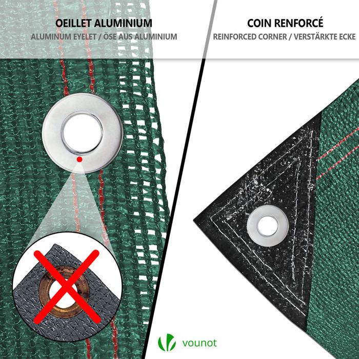VOUNOT® Brise vue occultant en HDPE 230g/m² 1.5x20m avec attaches de ...