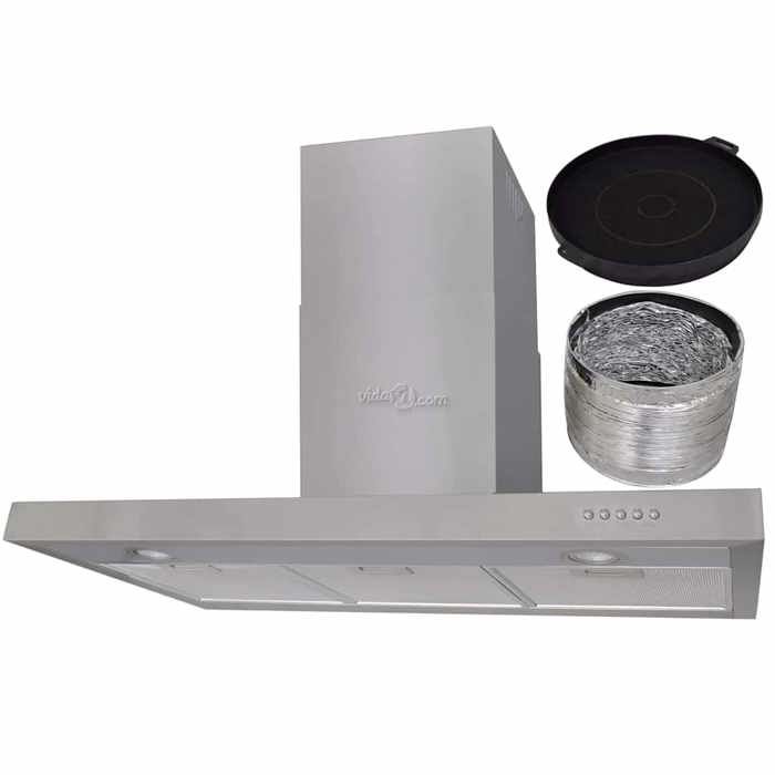 MMCZ Hotte aspirante Contemporain - Hotte plate Acier inoxydable 900 mm ...