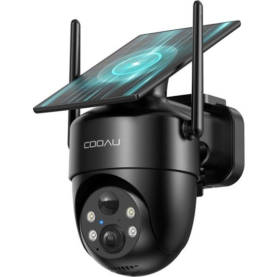 COOAU 2K Camera Surveillance WiFi Exterieure sans Fil Caméra Solaire 3MP 360° PTZ, Wi-FI 6 ...