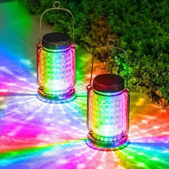 BXROIU Lot de 2 lanternes solaires d'extérieur en verre décoratives pour mariage, fête, jardin ...