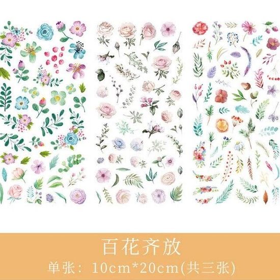 STICKER SCRAPBOOKING,12--autocollant fleurs feuilles, étiquette ...