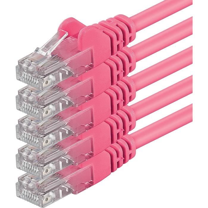 0,25m Cat 6 Câble Réseau Ethernet Cat6 Lan RJ45 8P8C 1Gbps magenta - 5 ...