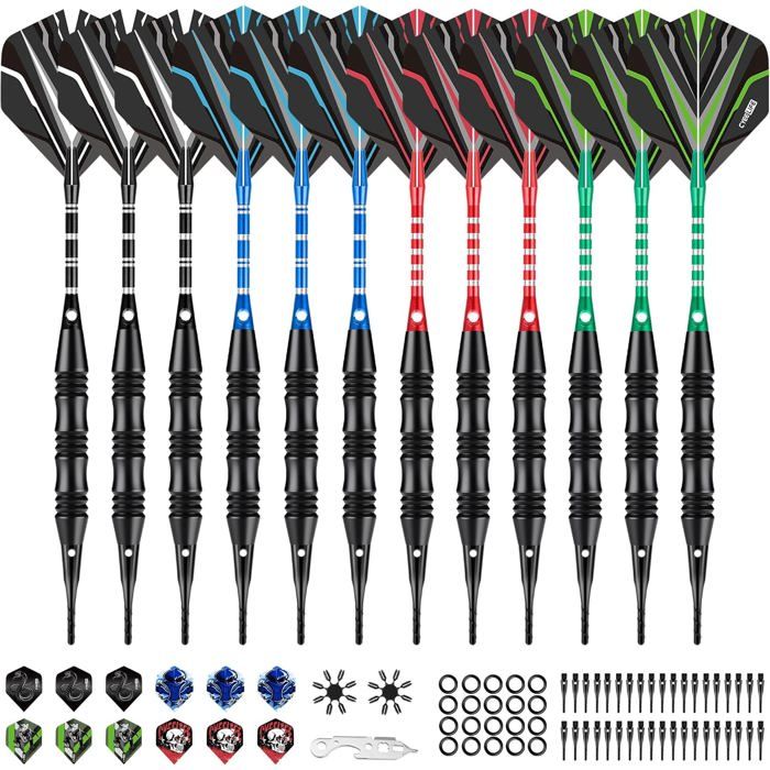 Flechette Pointe Plastique,Set de 12 Flechettes à Pointe Souple, 20 ...