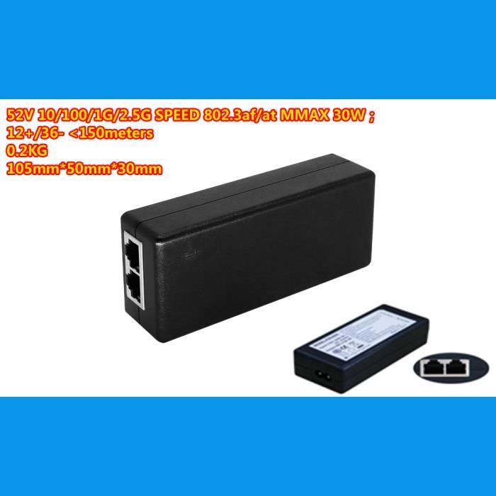 52V 1G 30W - Ancrage POE, alimentation POE, 802.3 PG-at, adaptateur-répéteur standard ou non ...