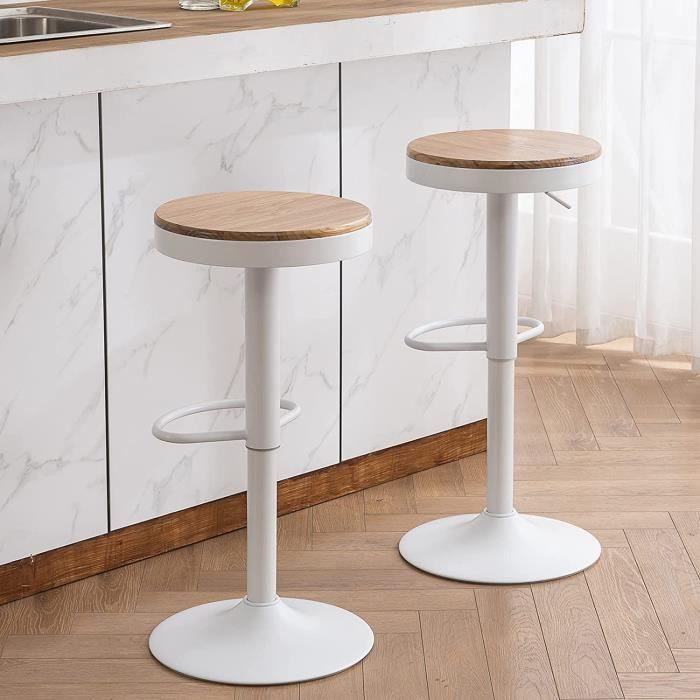 Tabourets de Bar (Lot de 2), Tabourets de Cuisine avec Siège Rond en ...