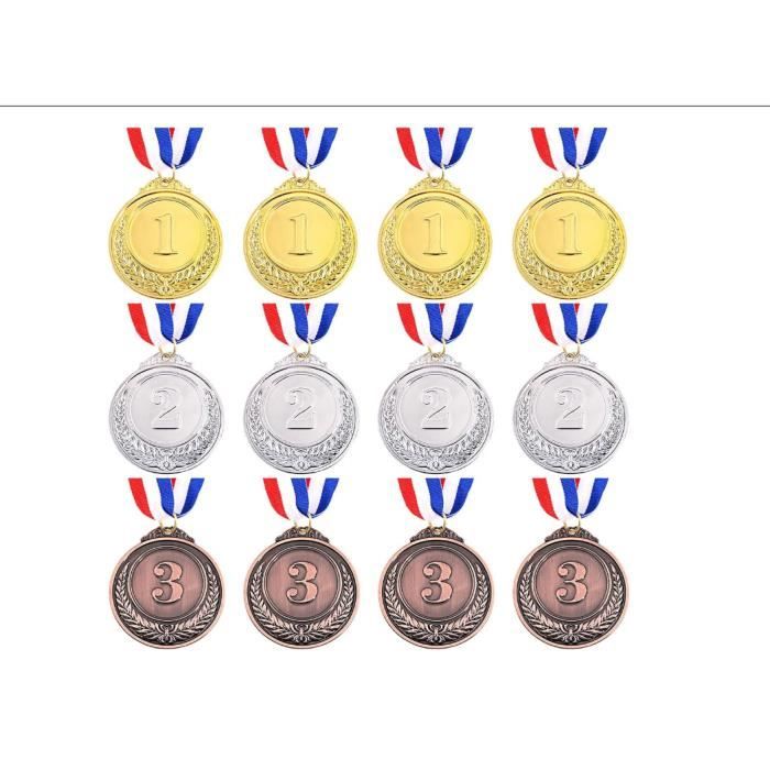 Metal Gold Silver Bronze Award Medals with Ribbon, Olympic Style Winner ...