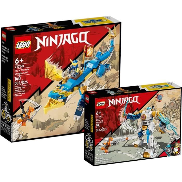 Lego Ninjago Jays Donnerdrache EVO 71760 + Zanes Power-Up Mech EVO ...