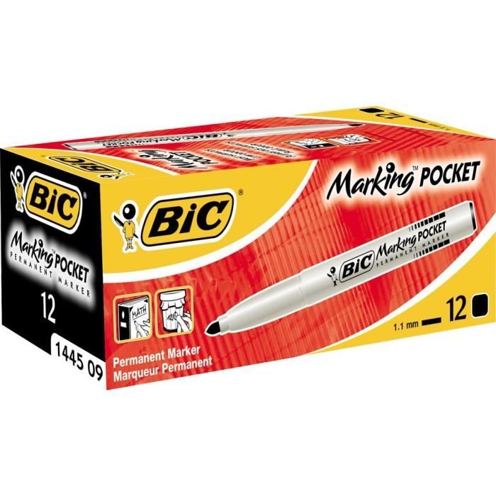 BIC Marking Fine ECOlutions Marqueurs Permanents - Noir, Boîte de 12 ...