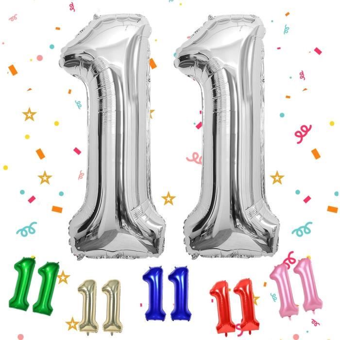 Ballon Anniversaire 11 An Argenté, Ballons Chiffre 11, 101 Cm Numéro 11 ...