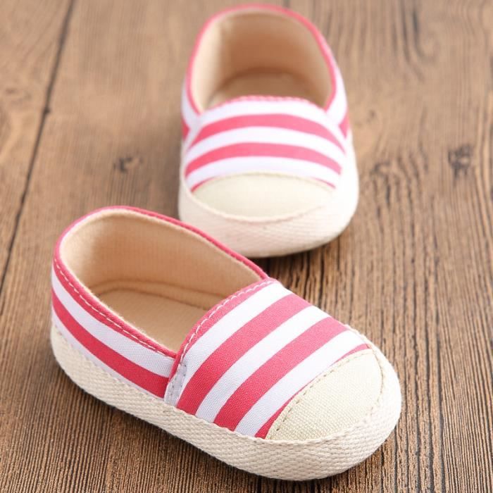 Bébé fille ou garçon Stripe chaussure de toile de Sneaker anti-dérapant ...