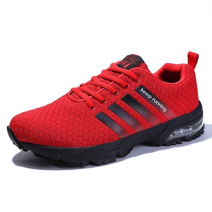 Baskets Homme Fashion Chaussures Sport Sneakers Rouge - Cdiscount ...