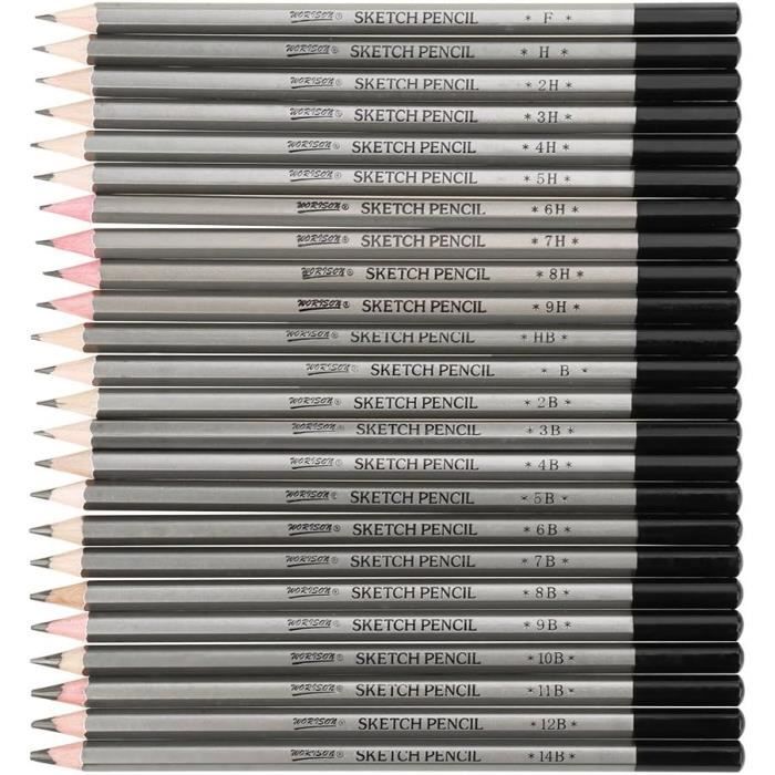 Ensemble de crayons en graphite, 24 pièces non-toxiques Sketch Art ...