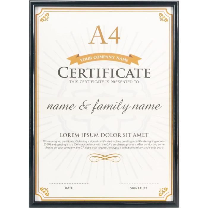 Cadre Diplome A4 Certificat 21X30 Sous Verre Decoratif Salon Marron ...