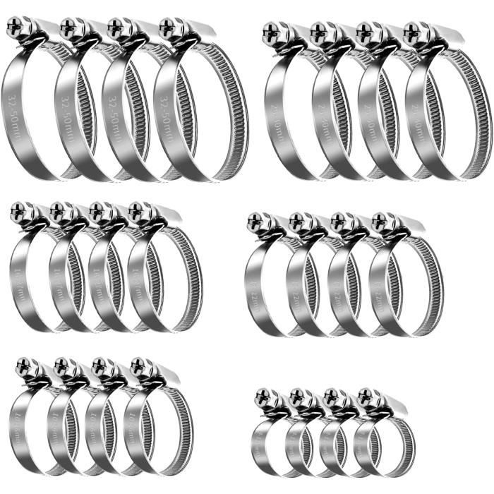 24 Pièces Collier De Serrage Inox 304, Collier Serrage Tuyau Réglable ...
